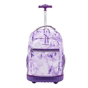 travelers club rolling backpack with shoulder straps, purple tye, 18-inch