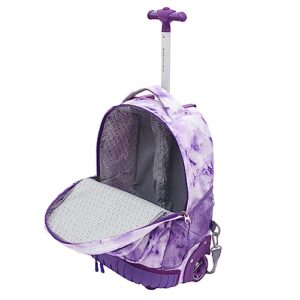 Travelers Club Rolling Backpack with Shoulder Straps, Purple Tye, 18-Inch