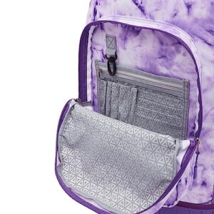 Travelers Club Rolling Backpack with Shoulder Straps, Purple Tye, 18-Inch