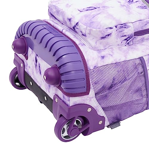 Travelers Club Rolling Backpack with Shoulder Straps, Purple Tye, 18-Inch