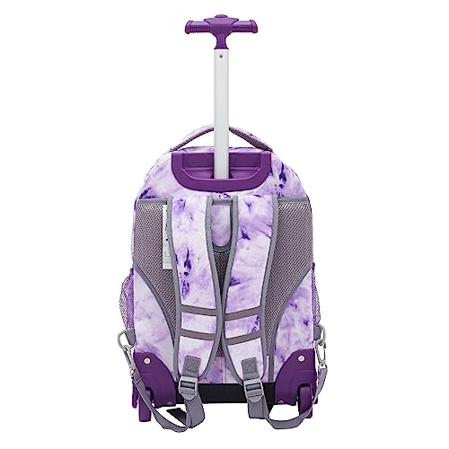 Travelers Club Rolling Backpack with Shoulder Straps, Purple Tye, 18-Inch