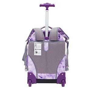 Travelers Club Rolling Backpack with Shoulder Straps, Purple Tye, 18-Inch