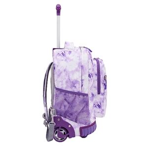 Travelers Club Rolling Backpack with Shoulder Straps, Purple Tye, 18-Inch