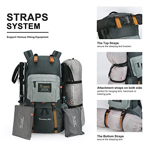 MOUNTAINTOP 40L Hiking Backpack with 3L Hydration Bladder for Women & Men Outdoor Travel Camping Day Pack with Rain Cover, 21.7 x 13 x 7.9 in,Dark Grey