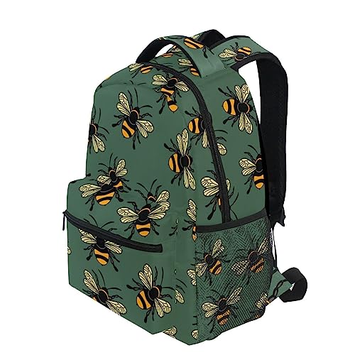 ALAZA Cute Bee Backpack for Women Men,Travel Trip Casual Daypack College Bookbag Laptop Bag Work Business Shoulder Bag Fit for 14 Inch Laptop