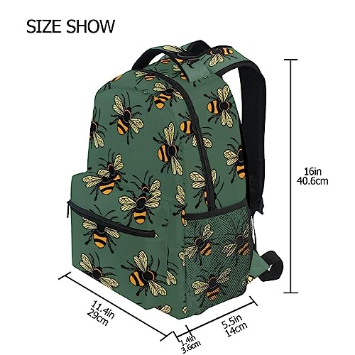 ALAZA Cute Bee Backpack for Women Men,Travel Trip Casual Daypack College Bookbag Laptop Bag Work Business Shoulder Bag Fit for 14 Inch Laptop