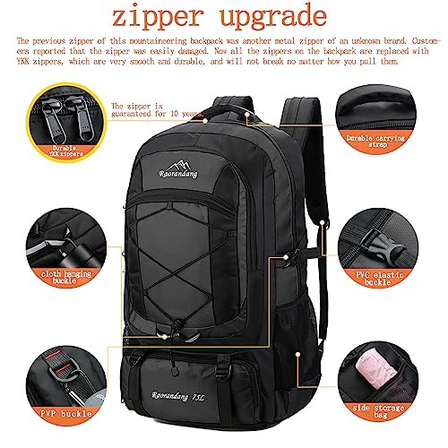 RaoRanDang Hiking Backpack Waterproof Lightweight Durable 75L Large Capacity Travel Backpack Camping Backpack Great for hiking, camping, trips...