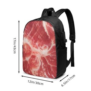 ZEYUANKA Raw Meat Backpack,Unisex Lightweight Travel Laptop Backpack 17 in Bookbag Daypack