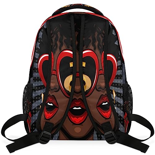 African American Women Kids Backpack for Boys Girls, 16 Inch School Backpack African Woman Bookbags Elementary School Bag Travel Laptop Backpacks Casual Daypack