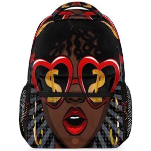 african american women kids backpack for boys girls, 16 inch school backpack african woman bookbags elementary school bag travel laptop backpacks casual daypack