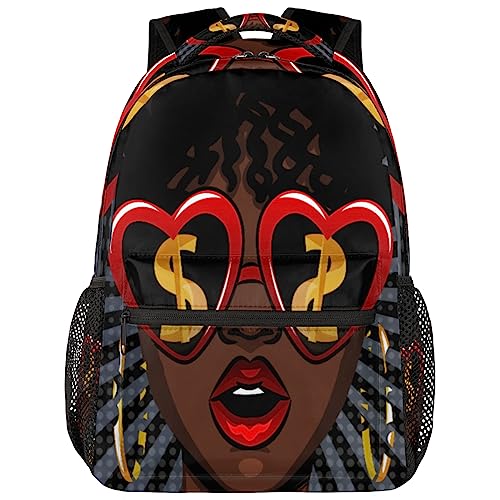 African American Women Kids Backpack for Boys Girls, 16 Inch School Backpack African Woman Bookbags Elementary School Bag Travel Laptop Backpacks Casual Daypack