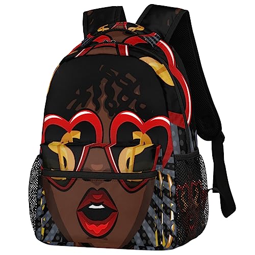 African American Women Kids Backpack for Boys Girls, 16 Inch School Backpack African Woman Bookbags Elementary School Bag Travel Laptop Backpacks Casual Daypack