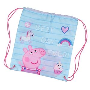 AI ACCESSORY INNOVATIONS Peppa Pig Backpack Kids School Travel Backpack Set With Lunch Box, Drawstring Bag, Pencil Case, and Rubber Molded Keychain