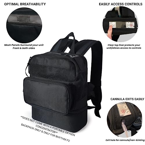 O2TOTES WEAR YOUR OXYGEN WITH STYLE Rhythm P2 Backpack/Backpack for Rhythm P2/Specifically designed to fit the Rhythm P2