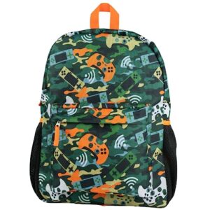 ralme green camo gaming backpack for boys, 16 inch