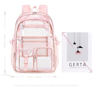 abshoo Large Clear Backpack For Girls Women School Bookbag Heavy Duty Transparent Backpack (Pink)