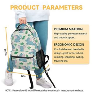 KNOWPHST Elephant Backpacks for Girls, Boys - 16 Inch Cute Backpack for School - Green, Large Capacity, Durable, Lightweight Bookbag for Kids Travel