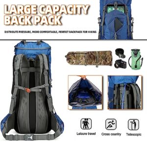 ZCSQIUO 75L Hiking Backpack for Men Women Daypack Backpack Outdoor Waterproof Camping Backpack with Rain Cover (Navy Blue)