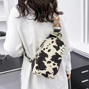 WeoTca Sling Bag for Women Crossbody Bags Multipurpose Chest Bags PU Leather Satchel（Cow pattern