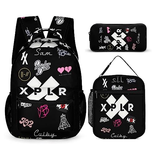 Hei Bai.JZQ 3 In 1 Backpack Set Bookbag With Lunch Box And Pencil Case