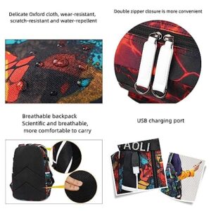 Basketball Superstar Letter Bro Laptop Backpack Youth Travel Bag Students Waterproof Schoolbag (G)