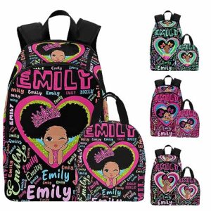 interestprint custom kids backpack for girls sparkle children casual daypack backpacks with lunch bag personalized with kid's name preschool school bag, children travel bookbag for school season