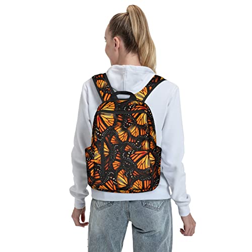 Orange Monarch Butterflies Print Backpack Laptop Bags Lightweight Unisex Daypacks For Outdoor Travel Work