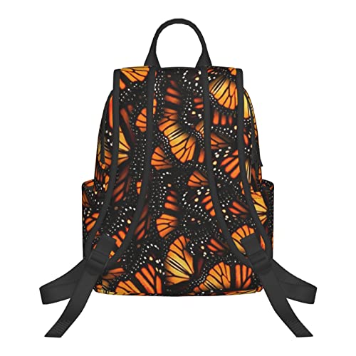 Orange Monarch Butterflies Print Backpack Laptop Bags Lightweight Unisex Daypacks For Outdoor Travel Work