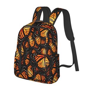 Orange Monarch Butterflies Print Backpack Laptop Bags Lightweight Unisex Daypacks For Outdoor Travel Work