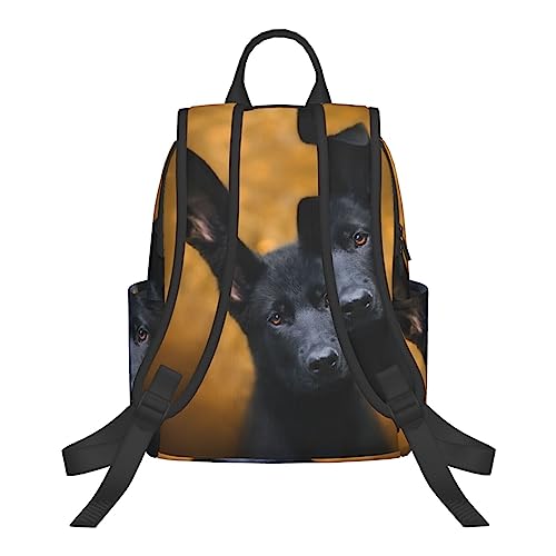 Laptop Backpack Black German Dog Printed Lightweight Outdoors Backpack