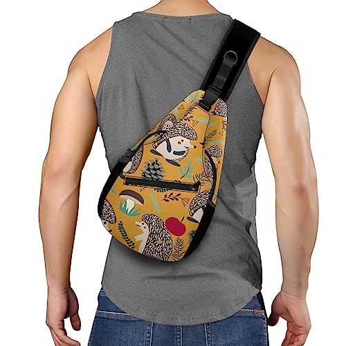 VACEKOE Crossbody Bag Sling Backpack for Women Men Shoulder Bag Crossbody Water Bottle Orange Sling Bag Travel Bag Multi Position Hedgehog Sling Backpack