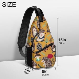 VACEKOE Crossbody Bag Sling Backpack for Women Men Shoulder Bag Crossbody Water Bottle Orange Sling Bag Travel Bag Multi Position Hedgehog Sling Backpack