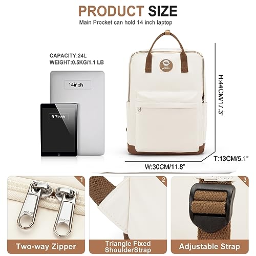 weradar Kawaii School Bag For Teens Girls Boys,Lightweight College Backpacks With Laptop Compartment,Waterproof Trendy Casual Daypack Backpacks For Women(Beige Brown)