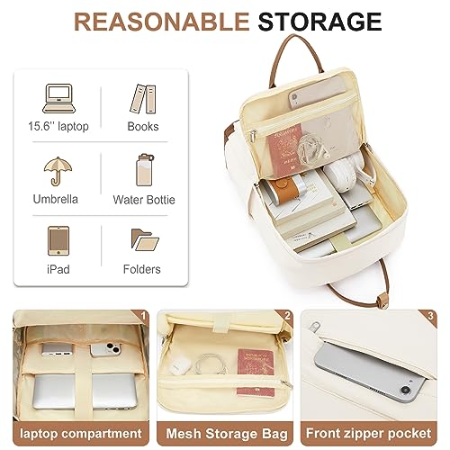 weradar Kawaii School Bag For Teens Girls Boys,Lightweight College Backpacks With Laptop Compartment,Waterproof Trendy Casual Daypack Backpacks For Women(Beige Brown)