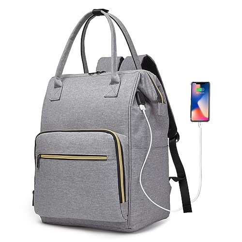 seyfocnia Laptop Backpack for Men Women, Carry on Travel Backpack with USB Port, 17 Inch Large Laptop Computer Casual Daypack for Work Business Traveling Bag (Grey)