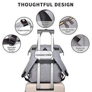 seyfocnia Laptop Backpack for Men Women, Carry on Travel Backpack with USB Port, 17 Inch Large Laptop Computer Casual Daypack for Work Business Traveling Bag (Grey)