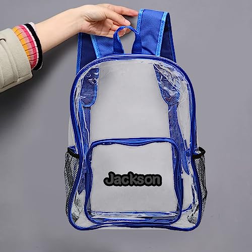 V2G1K2HJ.d Personalized Name Clear Backpack, Heavy Duty PVC Clear Backpack,Custom Name Transparent Backpack,Travel Bags