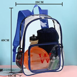 V2G1K2HJ.d Personalized Name Clear Backpack, Heavy Duty PVC Clear Backpack,Custom Name Transparent Backpack,Travel Bags