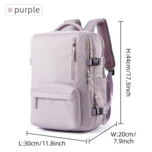 MOYYI Carry on Backpack Airline Flight Approved Waterproof 17'' Laptop Backpack with Shoe Compartment Casual Daypack Backpacks (Purple)