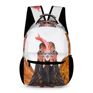 niapessel kids backpack for school, funny three chickens pattern students bookbags school bags girls boys