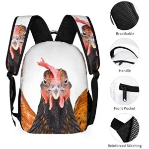 Niapessel Kids Backpack for School, Funny Three Chickens Pattern Students Bookbags School Bags Girls Boys