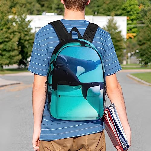 Killer Whale Printed Laptop Backpack For Women Travel Daypack Ergonomic Backpacks For Work Outdoor Sports