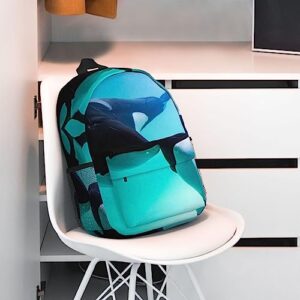 Killer Whale Printed Laptop Backpack For Women Travel Daypack Ergonomic Backpacks For Work Outdoor Sports