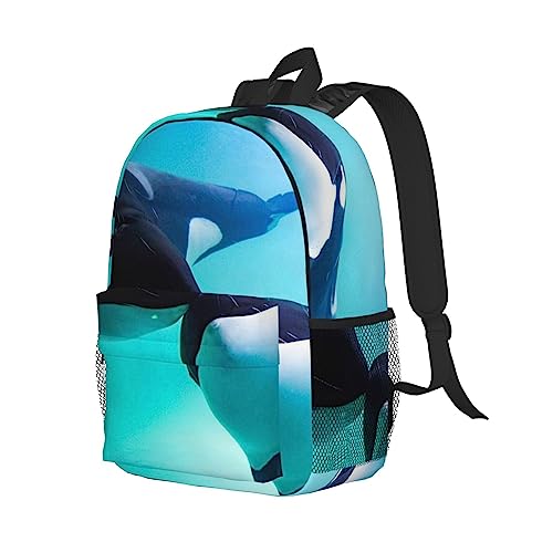 Killer Whale Printed Laptop Backpack For Women Travel Daypack Ergonomic Backpacks For Work Outdoor Sports