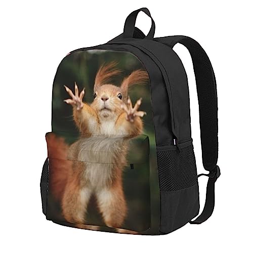 BAFAFA Squirrel Funny Animal Printed Lightweight Backpack Large Travel Backpack Sport Bag Casual Laptop Backpack