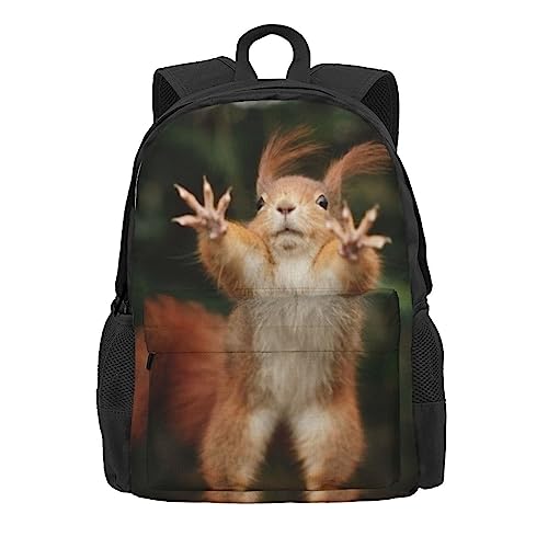 BAFAFA Squirrel Funny Animal Printed Lightweight Backpack Large Travel Backpack Sport Bag Casual Laptop Backpack