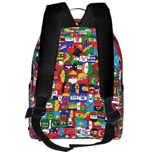 Woidxzxza Polandball Countryball World Map School Bag Student Backpack Lightweight Cycling Travel Bag Outdoor Backpack For Boys Girls