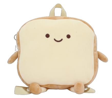 Toast Backpack - Spacious Soft Cute Plush Backpack with Adjustable Straps, for Travel and more (12" x 12")