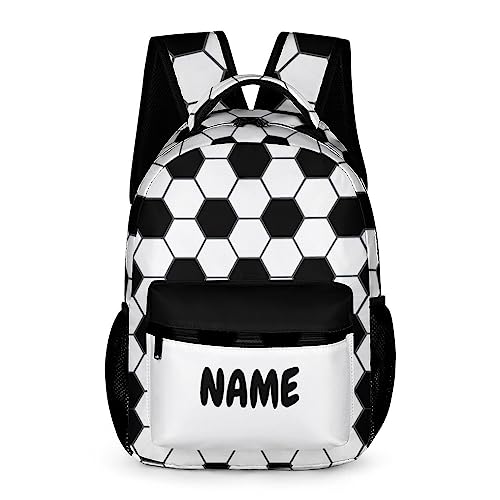 Aicihert Custom Football Texture Kid Backpack Personalized Kid's Name Text Children School Bag Customized Bookbag Backpack for Boys Girls Student