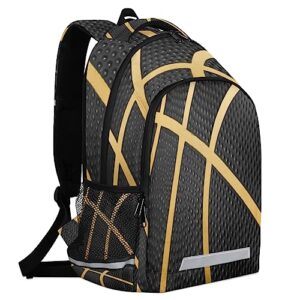 YoCosy Balck Gold Sport Basketball Backpack School Bookbag Laptop Purse Casual Daypack for Teen Girls Women Boys Men College Travel